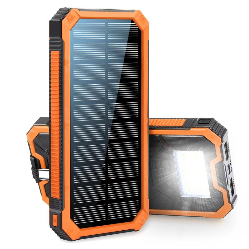 Solar Powered Power Bank, 20000mAh Portable Charger with Flashlight ...