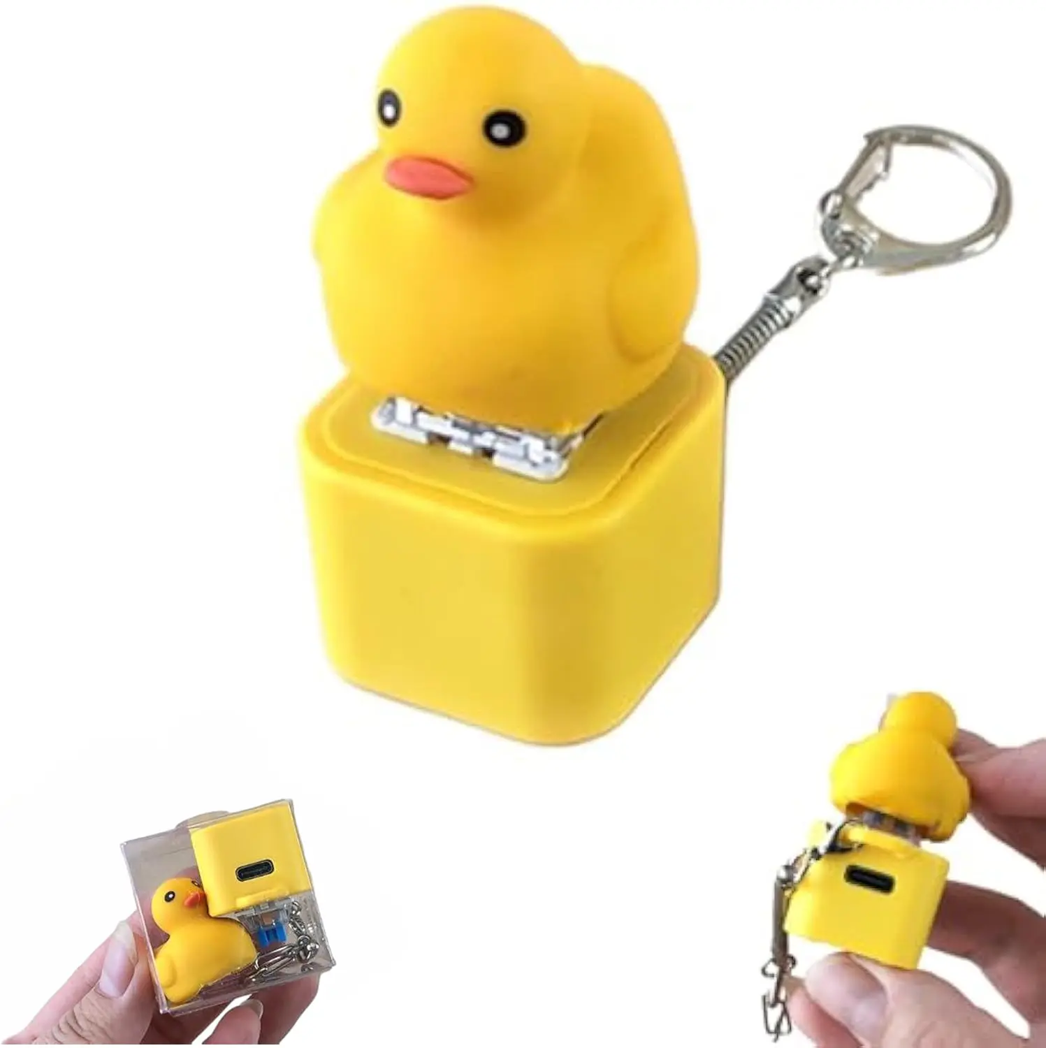 Spinning Quack Duck Keychain & Frog Croaking Realistic Sound Fidget Toy ...