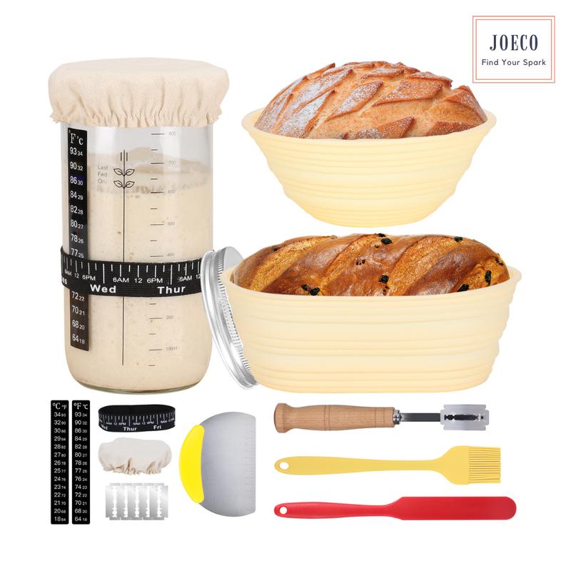Sourdough Starter-To-Loaf Kit, Premium Silicone Oval & Round Bread ...
