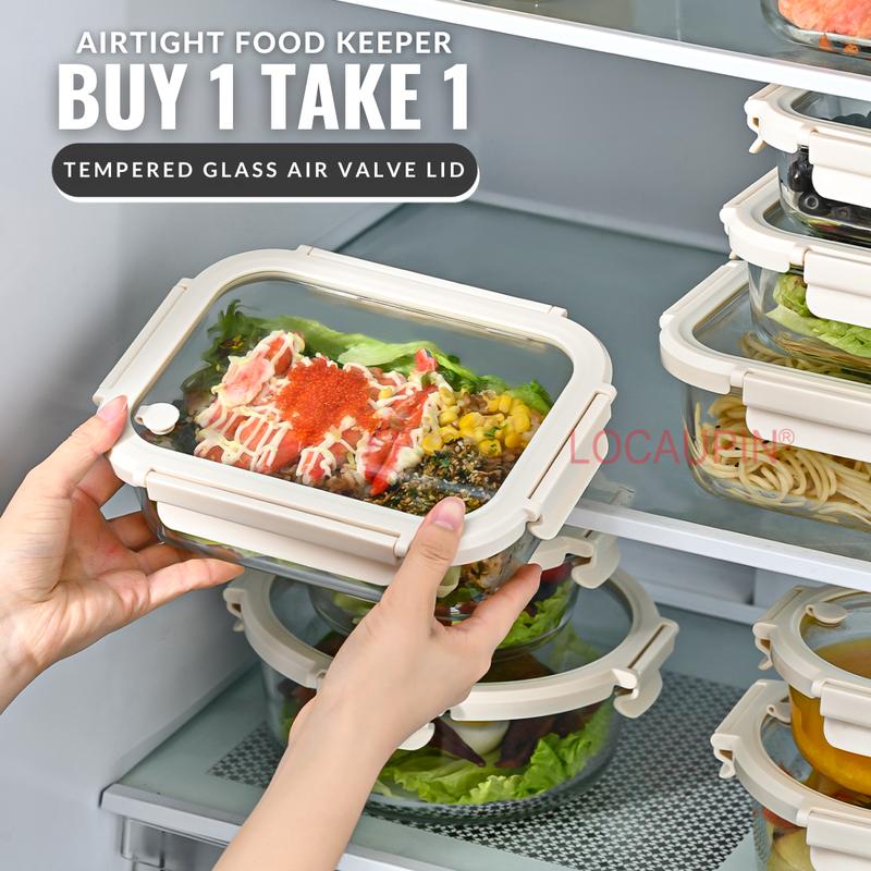 Locaupin BUY 1 TAKE 1 Tempered Glass Air Valve Lid Airtight Food ...