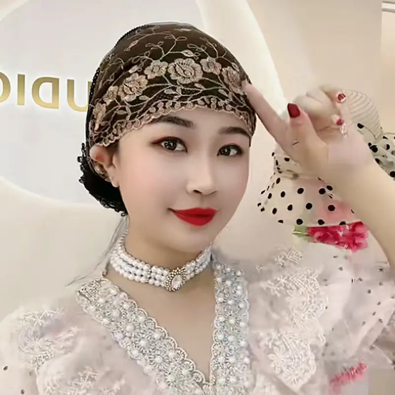 Topi Rambut Bersulam, Gaya Barat, Fesyen Musim Panas, Renda Berongga ...