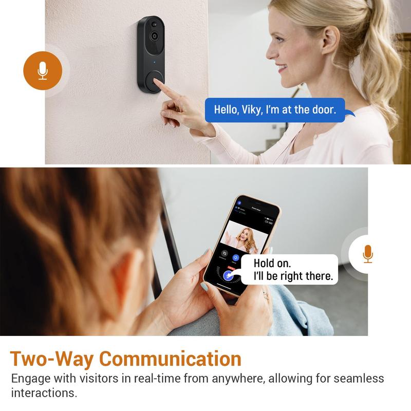 Smart Wireless Home Doorbell Camera, Modern 1080P Security Doorbell ...