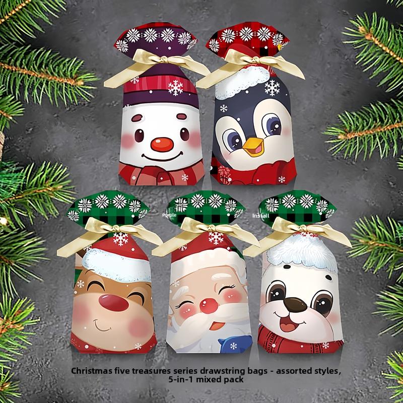 查看[50pcs Christmas Drawstring Gift Bags Set, Unisex Holiday Packaging ...