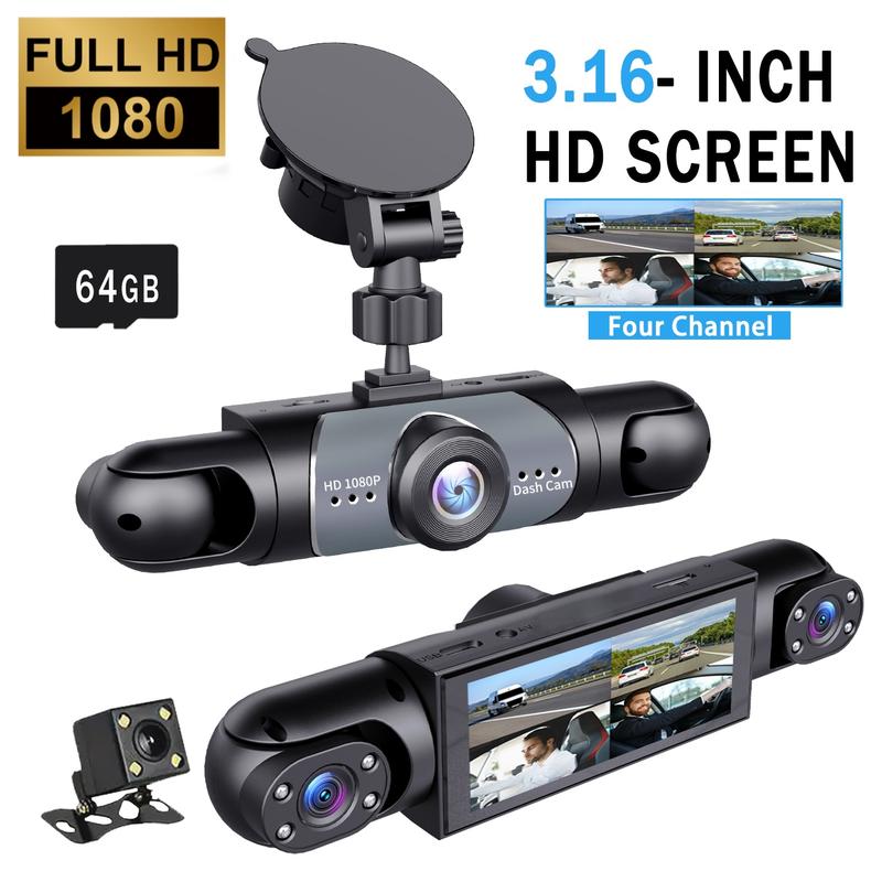 查看[4 Channel Car Dash Cam,1080P Car DVR with 64GB Memory Card，Car Video ...