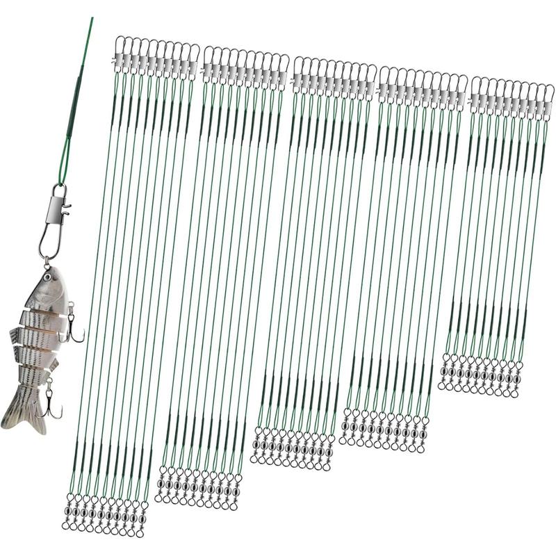 查看[50Pcs Stainless Steel Fishing Leaders with Swivels Snap Connect Kit ...