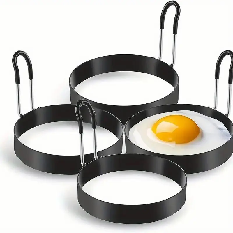 Stainless Steel Egg Ring with Silicone Handle, 1 Count Non-stick Round ...