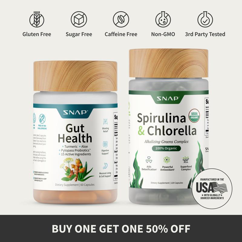 Gut Health Bundle - Snap Supplements - Gut Health + Spirulina ...