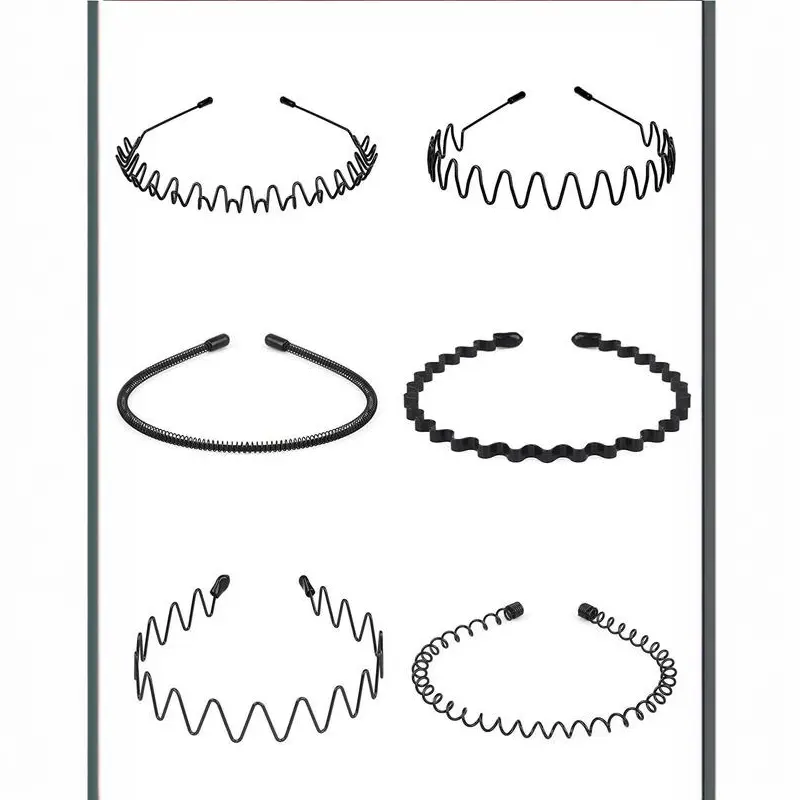 查看[6pcs Metal Hair Band for Men & Women, Wavy Spring Outdoor Sports ...