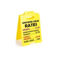 Funny Team Office Gifts Answer Desk Rates Sign - Yellow Desk Sign with ...