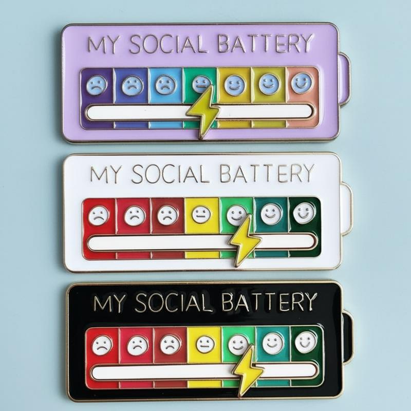 查看["My Social Battery" Slider Enamel Pin - Introvert Humor Lapel Badge ...