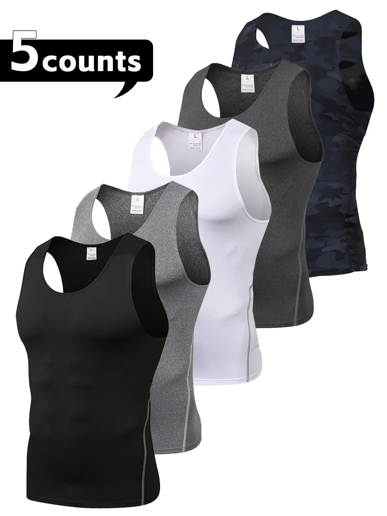 查看[Men's Solid Color / Camo Print Sports Singlet, Quick Drying ...