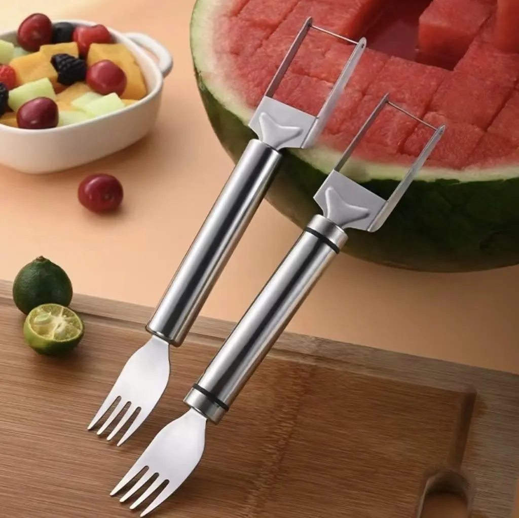 【1/2 Pack】Watermelon Fork Slicer Cutter Slicer Tool, 2-in-1 Stainless ...
