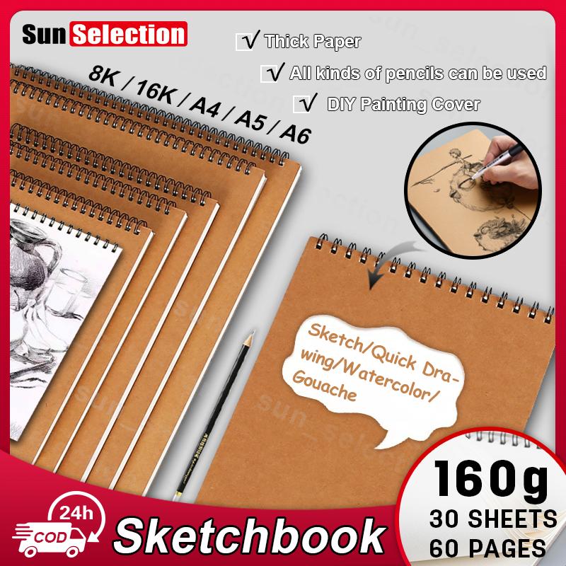 查看 8K/16K/A4/A5/A6 Sketchbook True 160g Thick Sketch Pad Art Kraft Blank For Drawing Graffiti ...