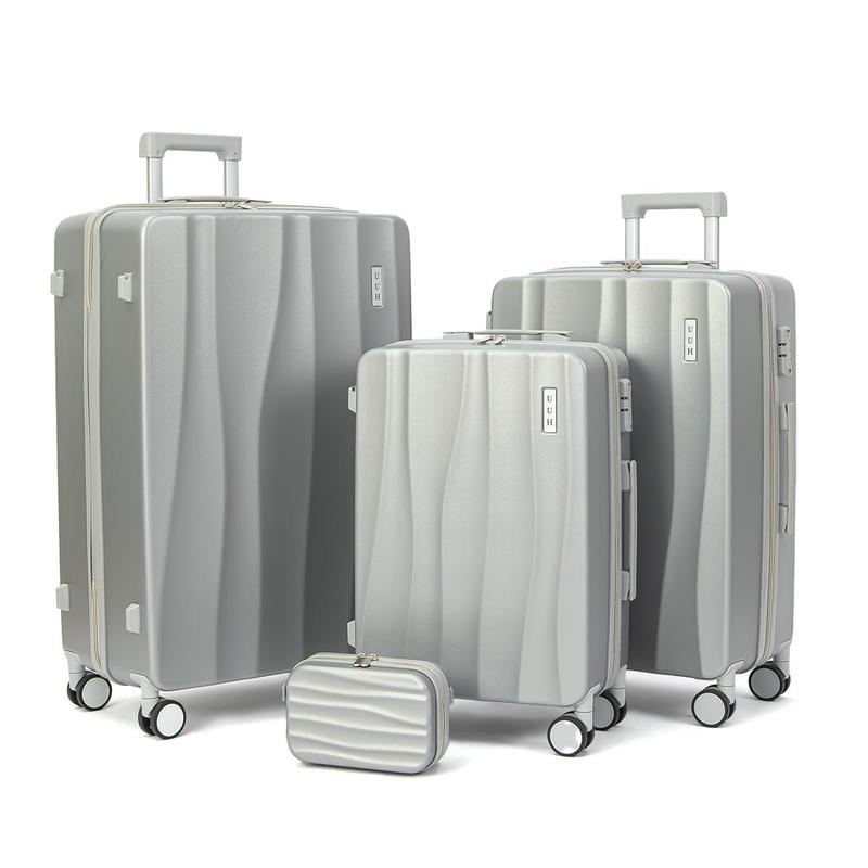 UUH 4 Piece Luggage Sets Durable PC + ABS Luggage Set with Spinner ...