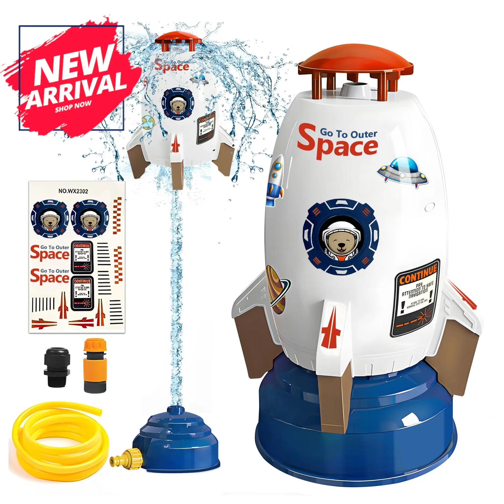 Sprinkler Rocket Launcher Outdoor Water Toys for Kids, Rocket Design ...