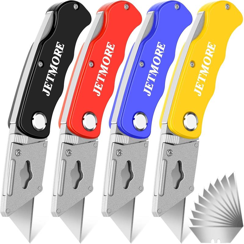 查看[4 Pack Folding Utility Knife with Extra 10Pcs Blades, Box Cutters ...