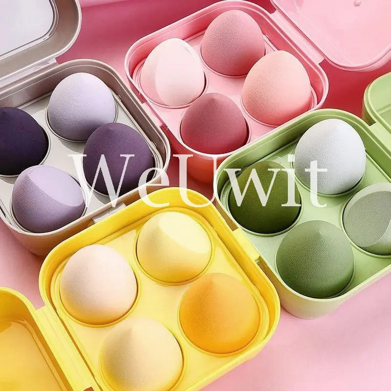Blender Beauty Egg 4 pcs Set Make-up Egg Powder Box Puff Blender ...