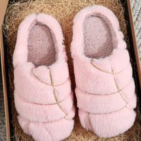 查看[Women's Solid Color Concha Shaped Plush Slippers, Casual Soft ...
