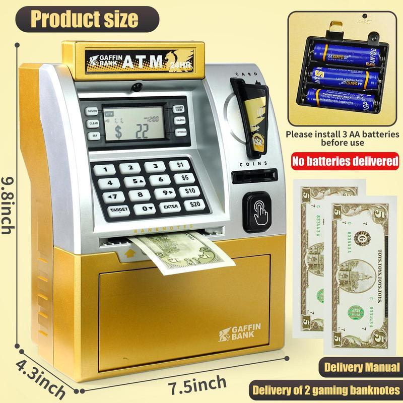查看[Smart ATM Piggy Bank Toy Featuring Debit Card, Bill Feeder, Coin ...