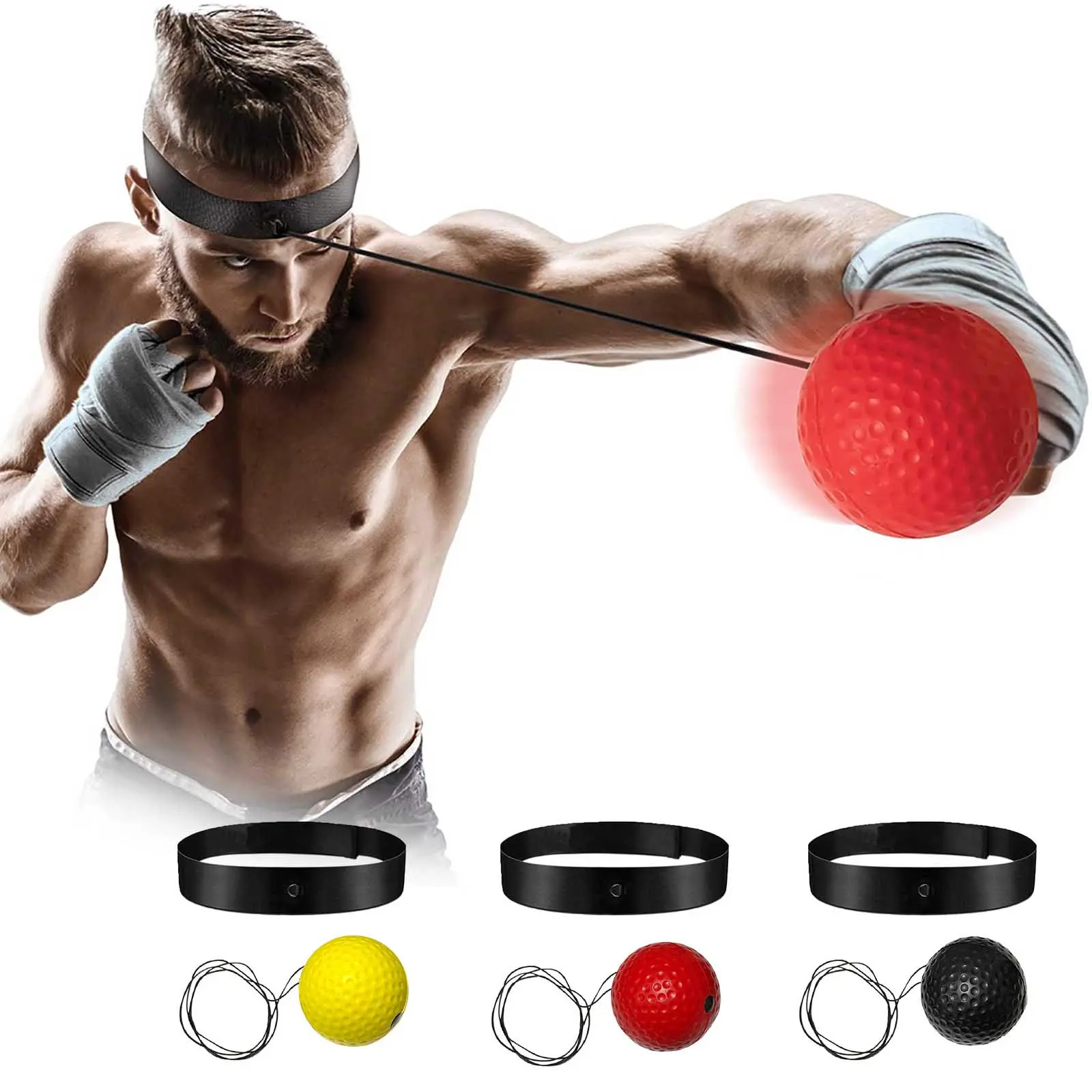 Boxing Reflex Ball Headband and Spare Strings to Improve Speed, Hand ...