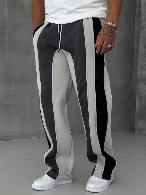 Men's Colorblock Side Stripe Sweatpants, Regular Fit Casual Comfy ...