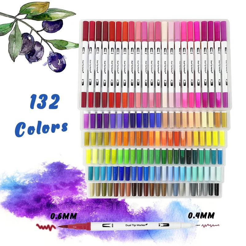 Art Markers Dual Brush Pens for Coloring 120 Artist Colored Marker Set ...
