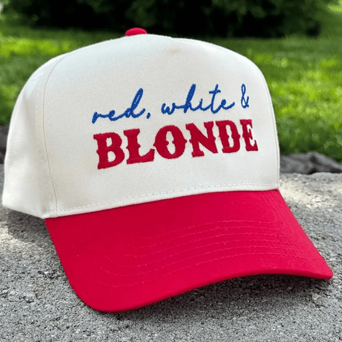 4th Of July Embroidered Canvas Trucker Hat Red White Blonde Unisex ...
