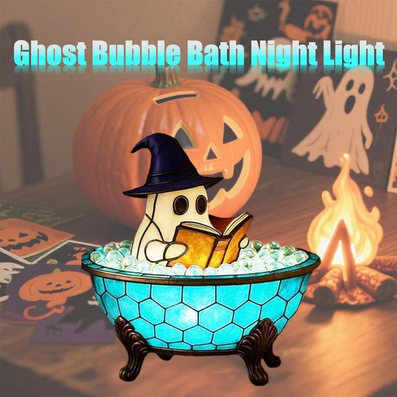 Ghost Bubble Bath Night Light – Halloween Handmade LED Lamp, Cute ...