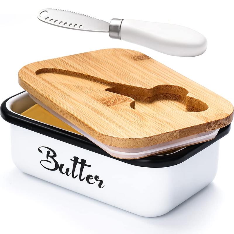 查看[Butter Dish with Wooden Lid, Large Butter Container Keeper Storage ...