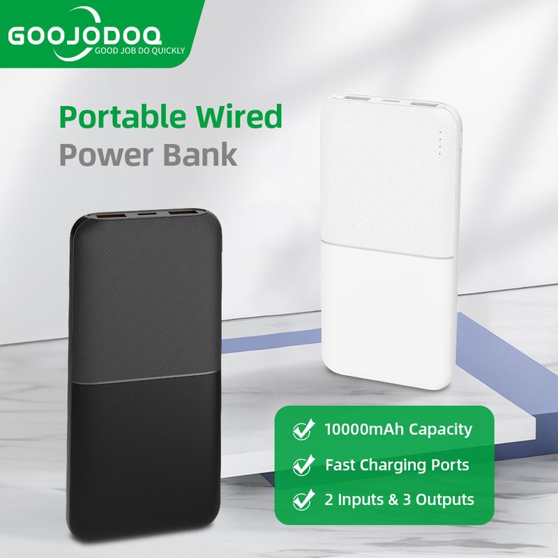 GOOJODOQ Portable Wired Power Bank with 10,000 mAh Battery | 20W Fast ...