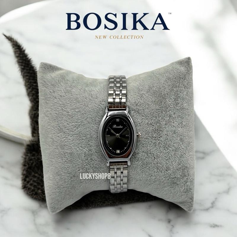(L74) นาฬิกาข้อมือหญิง BOSIKA นาฬิการุ่นใหม่ สายสแตนเลส หน้าปัดทรงรี ...