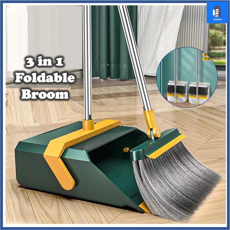 Broom Set Foldable Sweeper Broom and Dustpan Set Magic Broom Dry & Wet Floor Multipurpose ...