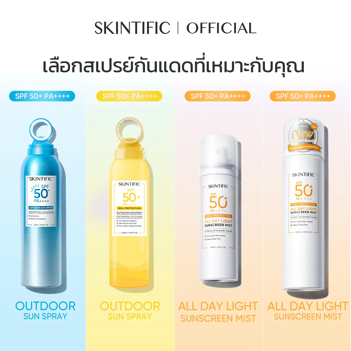 【Sunscreen SET】SKINTIFIC All Day Light Sunscreen Mist SPF 50 PA ...