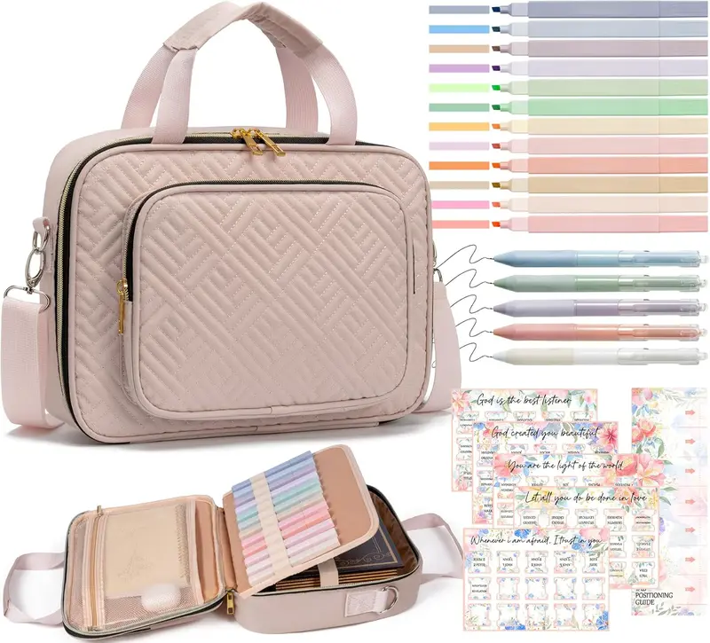 Floe Bible Cover for Women, Large Bible Bag w/ Shoulder Strap, Book Carrying Case with Bible ...