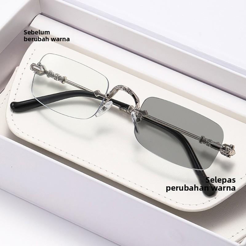 查看[Cermin Mata Tanpa Bingkai, Perubahan Warna Sensitif Cahaya, Emas Ber ...