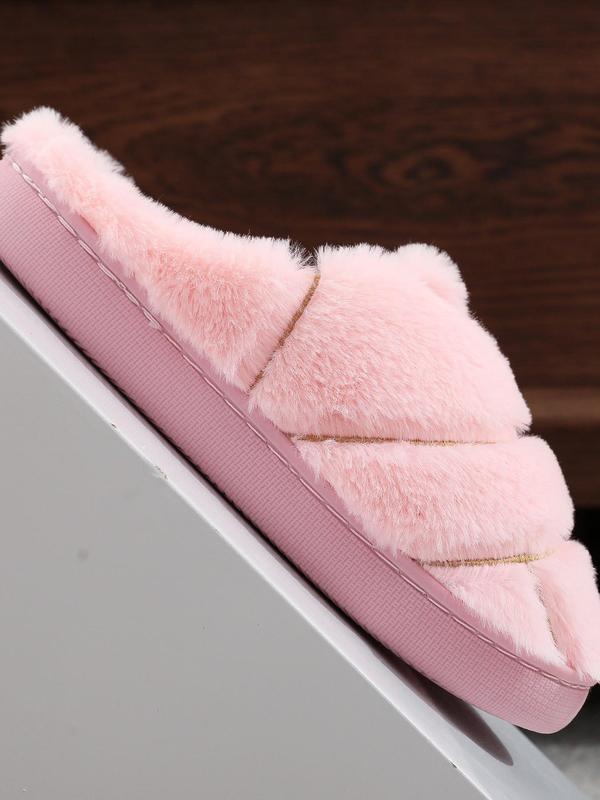 查看[Women's Solid Color Concha Shaped Plush Slippers, Casual Soft ...