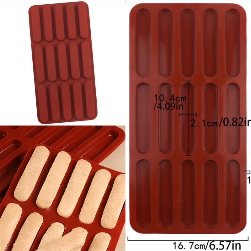 Acuan Biskut Jari Silikon, 15 Rongga, Tidak Melekat, Acuan Coklat ...