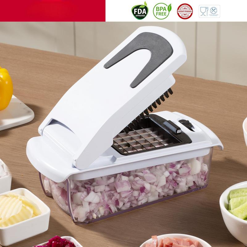 查看[14-in-1 Kitchen Vegetable Chopper and Slicer with 8 Interchangeable ...