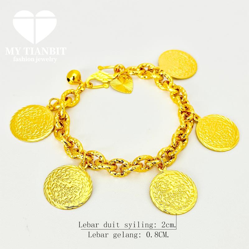 Gelang Titanium, Reka Bentuk Syiling Purba Gancu Kalungan Bunga ...