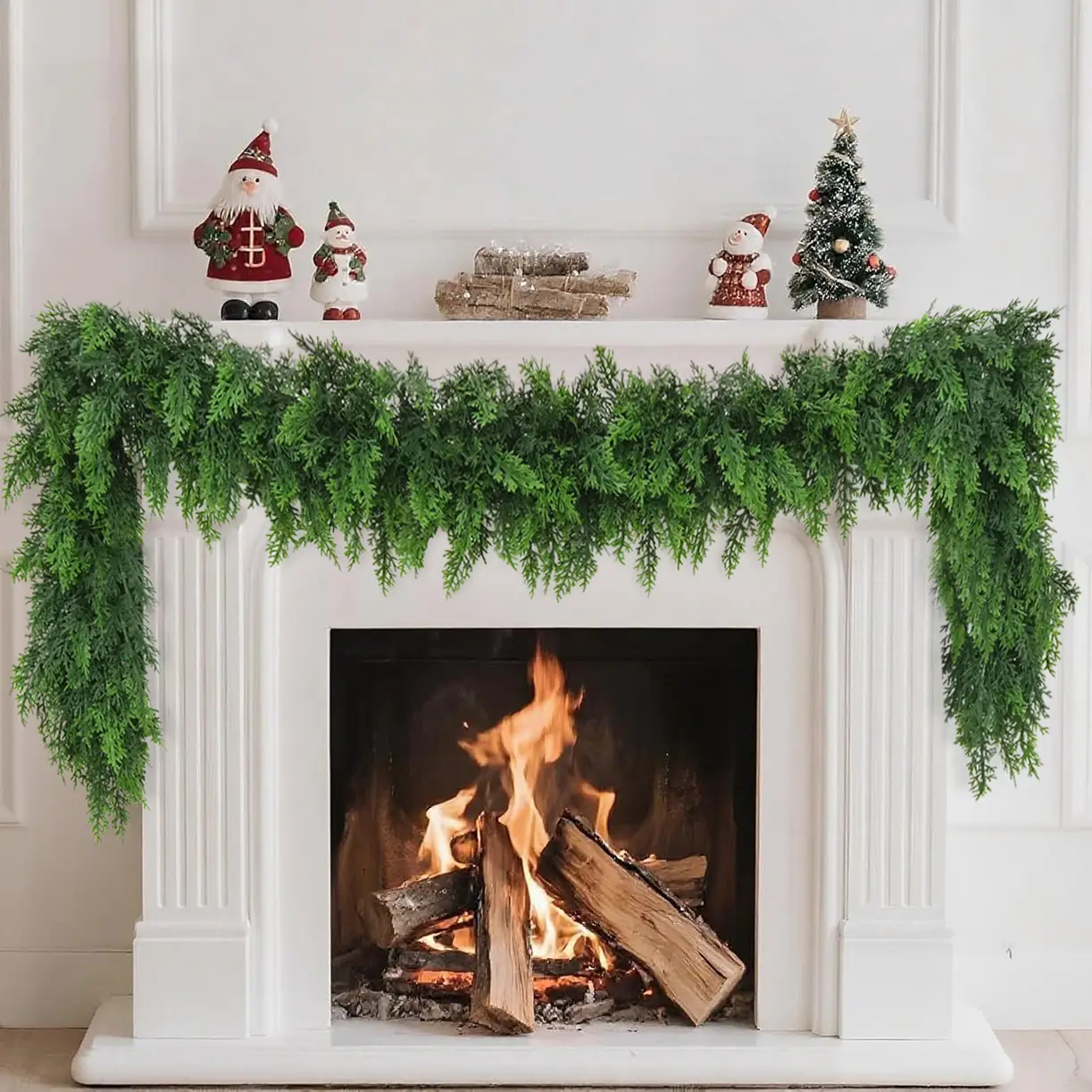 查看[6 Ft 2 Pcs Artificial Cedar Garlands, Fluffy Drape Soft Realistic ...