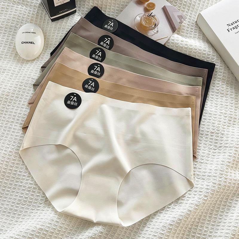 6 Pcs Silk Seamless Panty,Simple 7A Mulberry Silk Antibacterial Bottom Comfortable,Machine ...