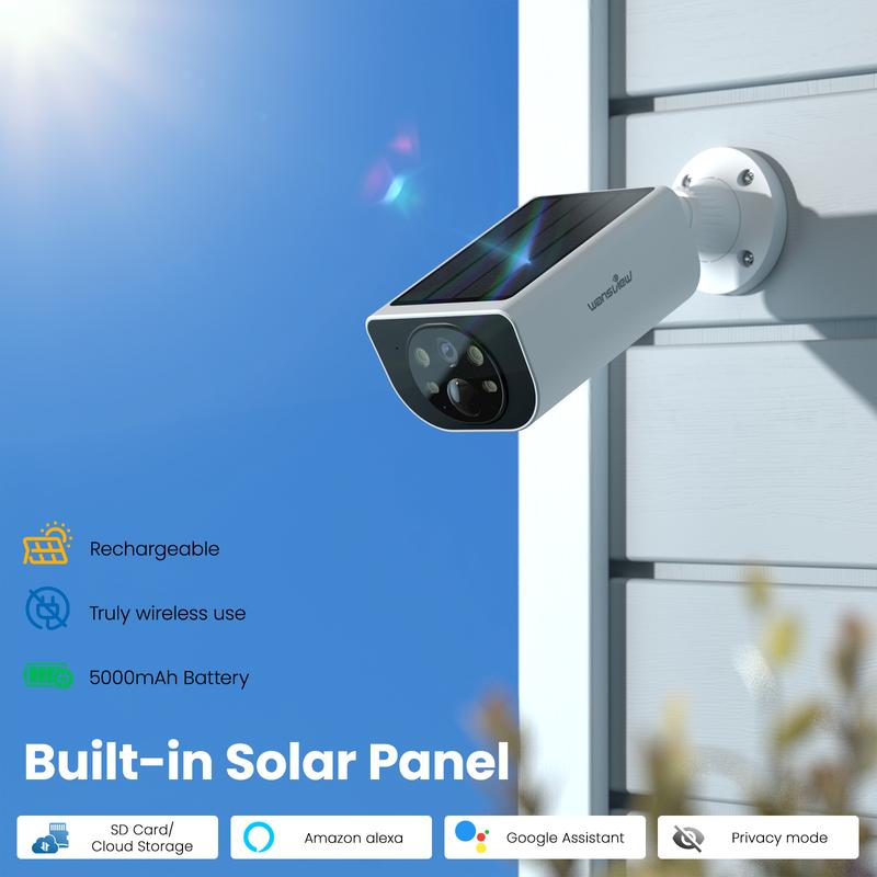 wansview 2.4Ghz WiFi Home Security Cameras Continuous Solar Power ...