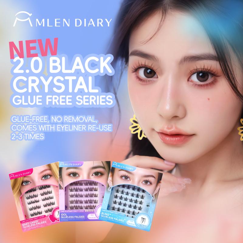 【Tanpa penyepit】Mlen Diary Bulu Mata Tanpa Lem C Curl palsu pemula bebas lem, tidak perlu ...
