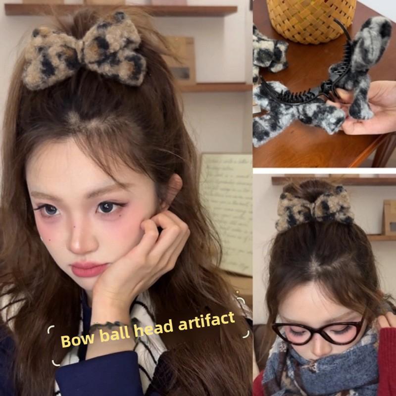 Sanggul Rambut, Cetakan Leopard, Tepi Kerinting, Gaya Retro, Klip ...