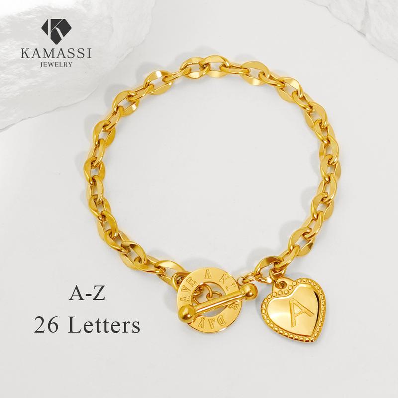 KAMASSI Gelang Huruf Berbentuk hati Wanita Keluli tahan karat ...