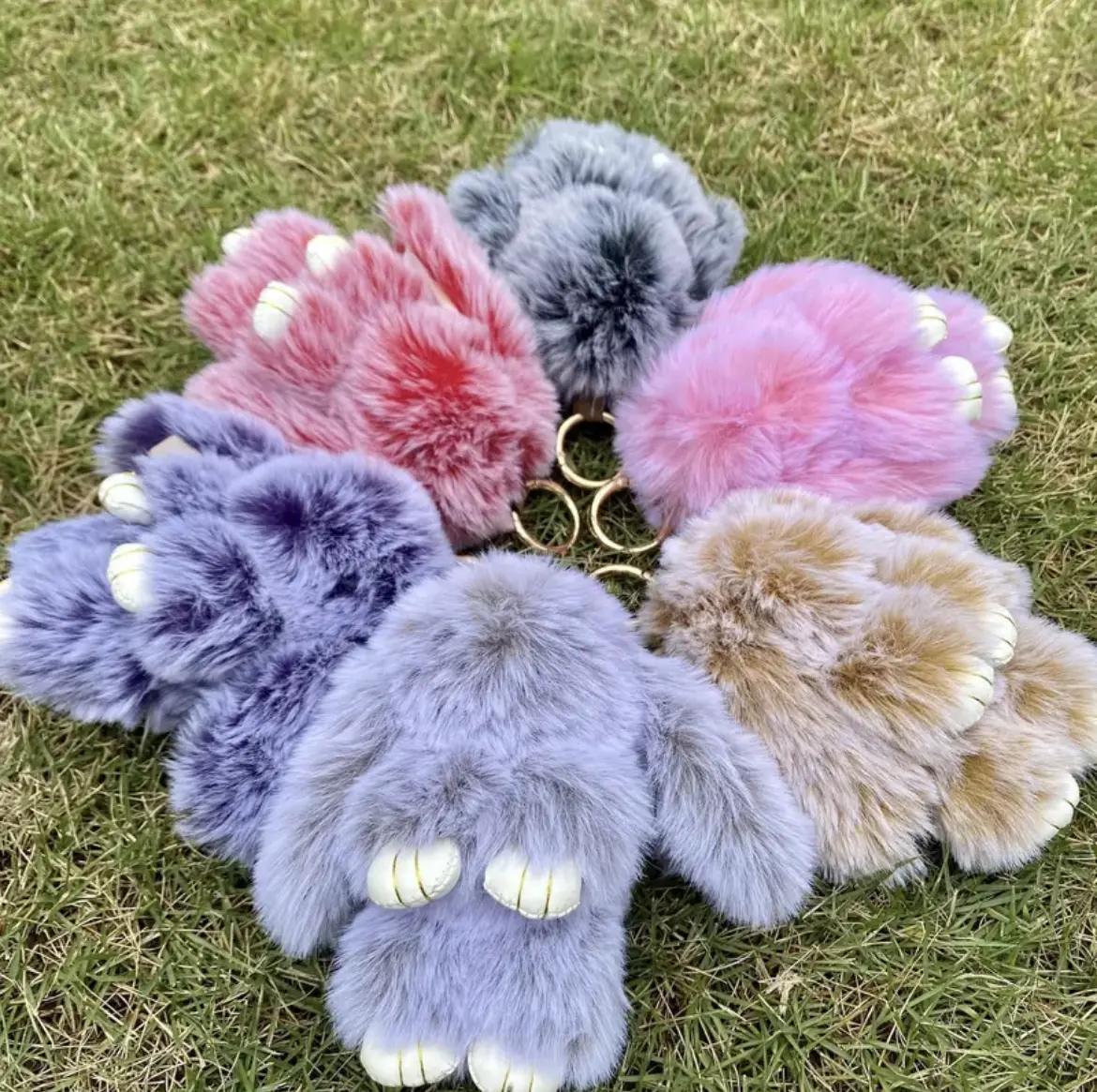 Cute Bunny Rabbit Keychain, Easter Gifts for Her, Soft Fluffy Car ...