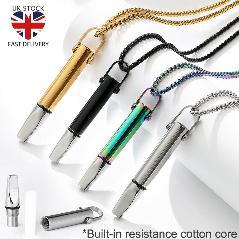 Upgraded Breathing Resistance Whistle Necklace Round Tube Built-in ...