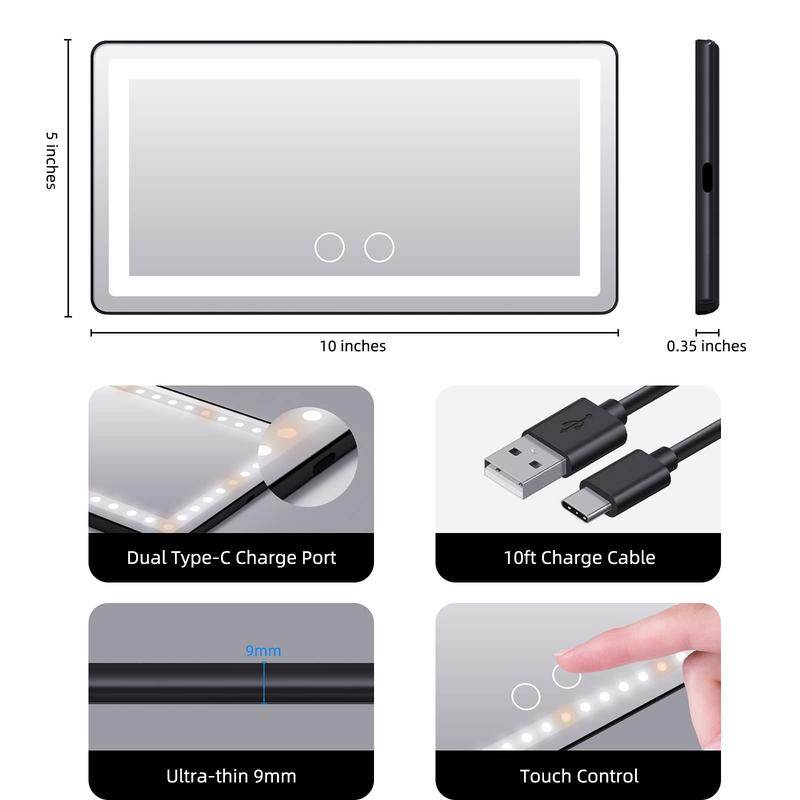 查看[JOYTUTUS Car Sun Visor Vanity Mirror with 3 LED Lights USB ...