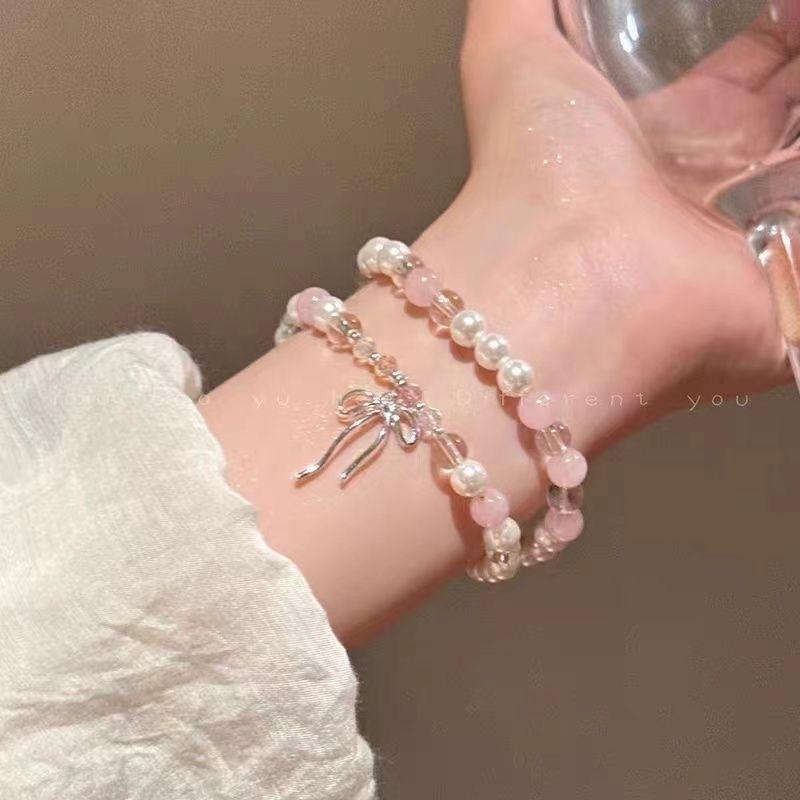 查看[Gelang Manik Dua Lapisan, Gaya Korea, Merah Jambu, Untuk Wanita ...