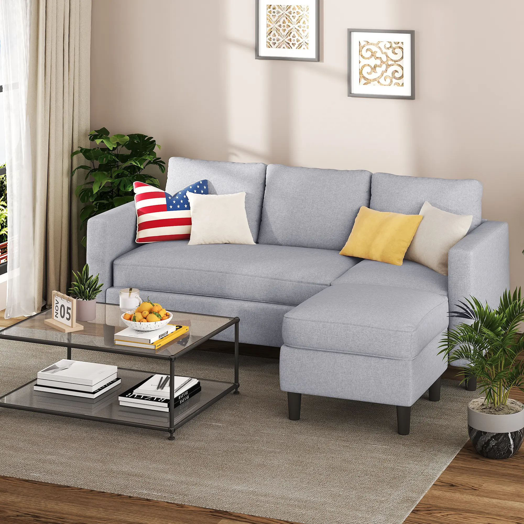 查看[Walsunny L Shaped Couches for Living Room, 3 Seater Convertible ...
